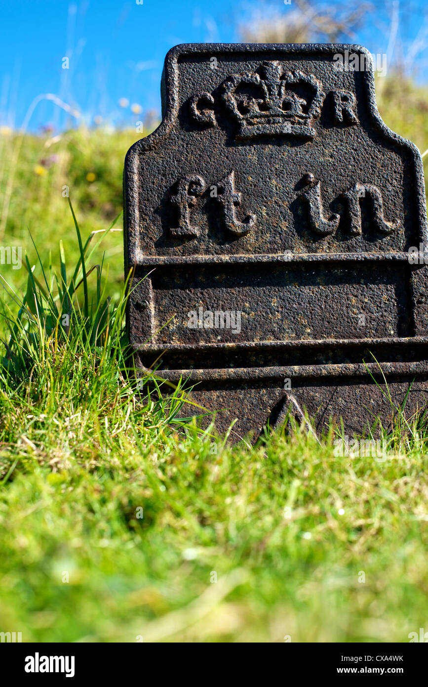 Ordnance Survey "G R" Bench Mark Height Marker on Reigate Hill, Reigate ...