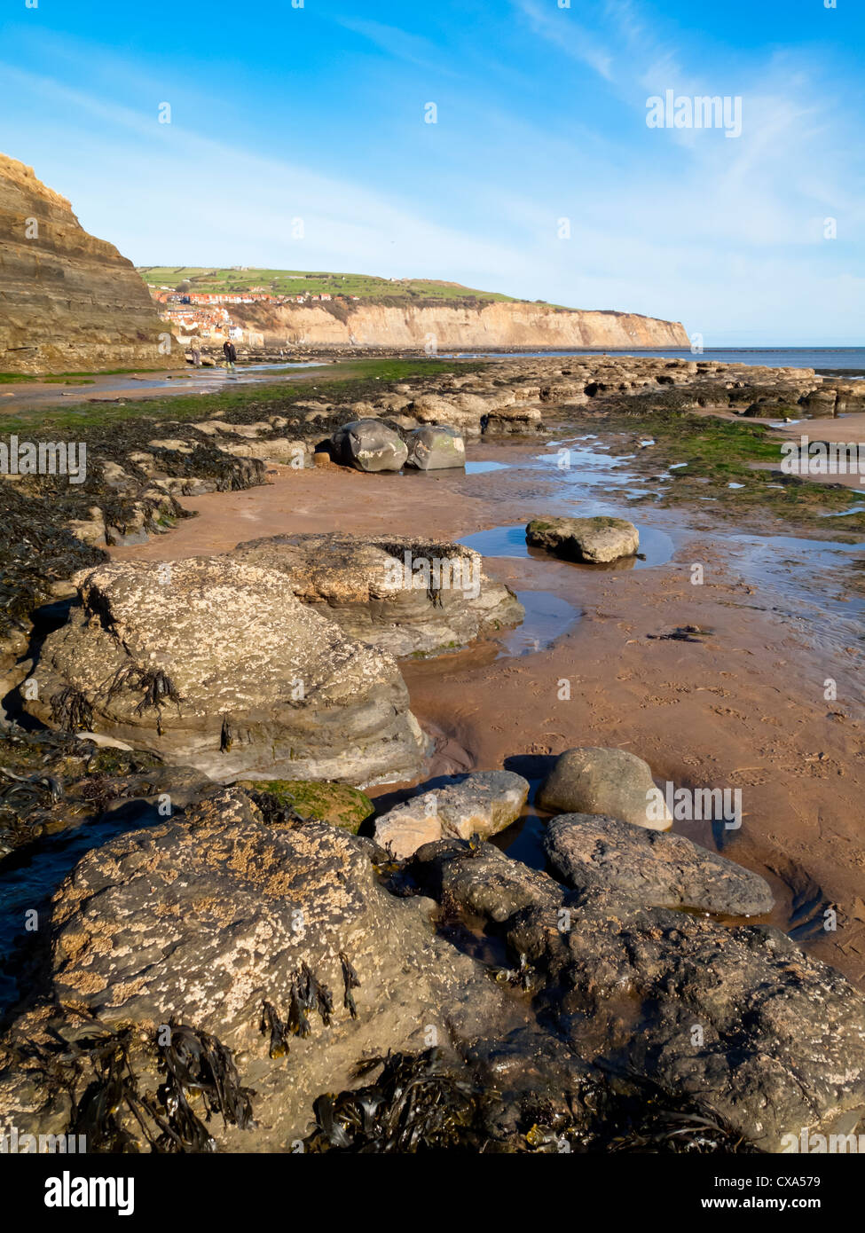The beach at Boggle Hole near Robin Hood's Bay on the Cleveland Way and ...