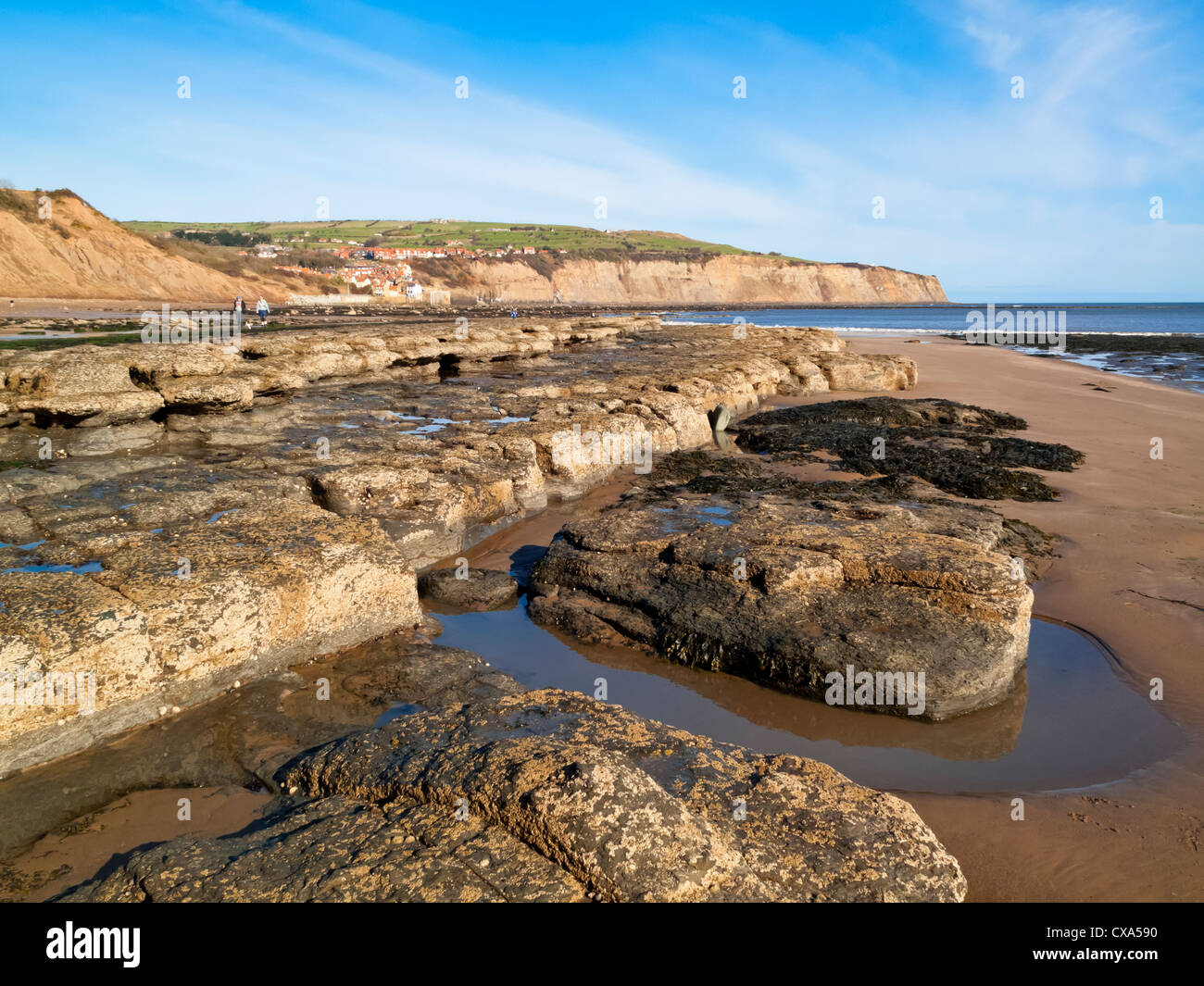 The beach at Boggle Hole near Robin Hood's Bay on the Cleveland Way and ...