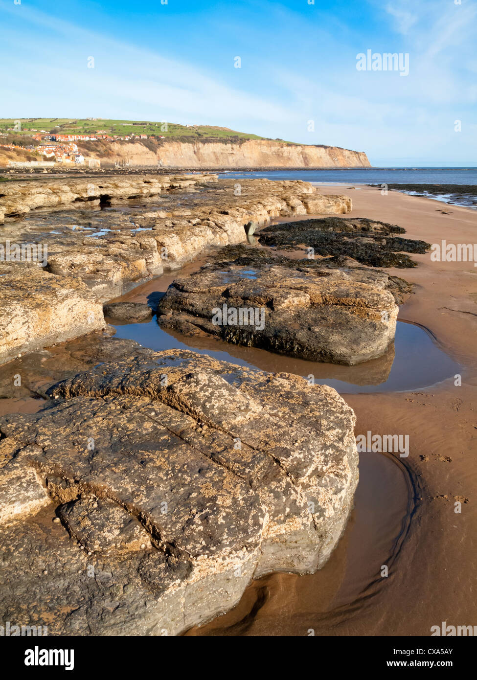 The beach at Boggle Hole near Robin Hood's Bay on the Cleveland Way and ...