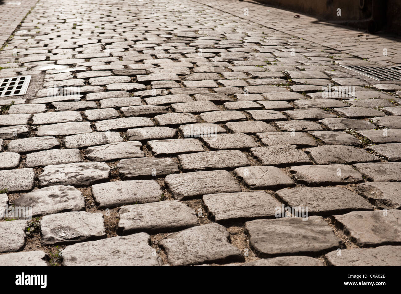Traditional cobbled road in France Stock Photo - Alamy