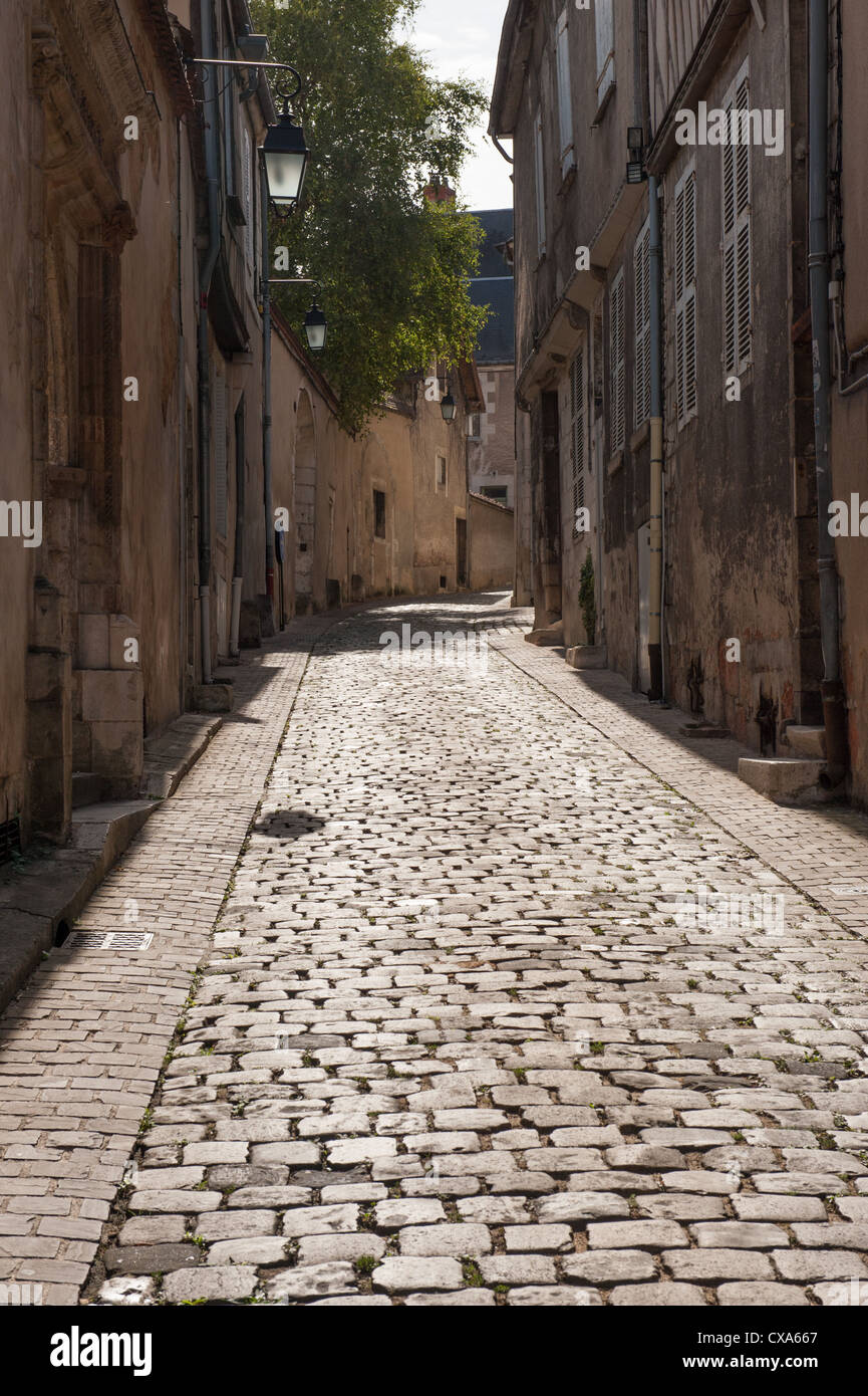 Traditional cobbled street in Bourges France Stock Photo - Alamy