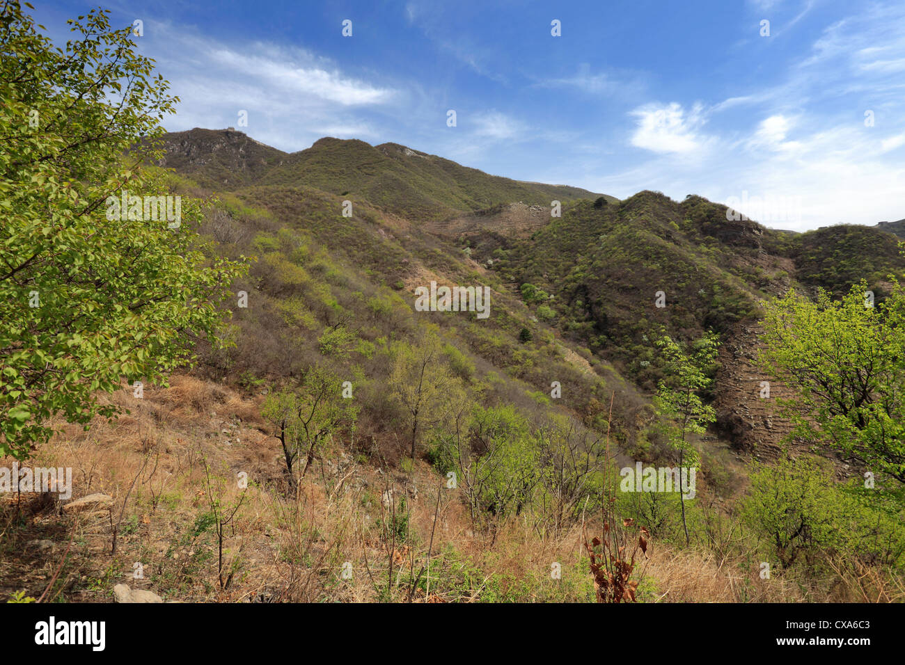 View of the Mutianyu valley Mountain range, near xinying village ...