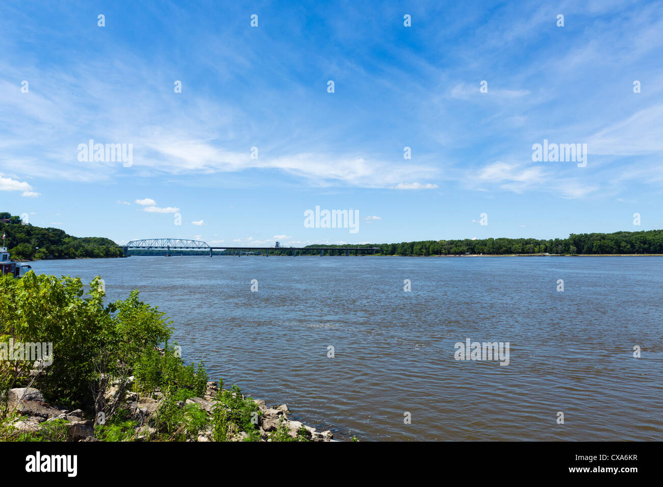 The Mississippi River in Hannibal, Missouri, home town of Mark Twain ...