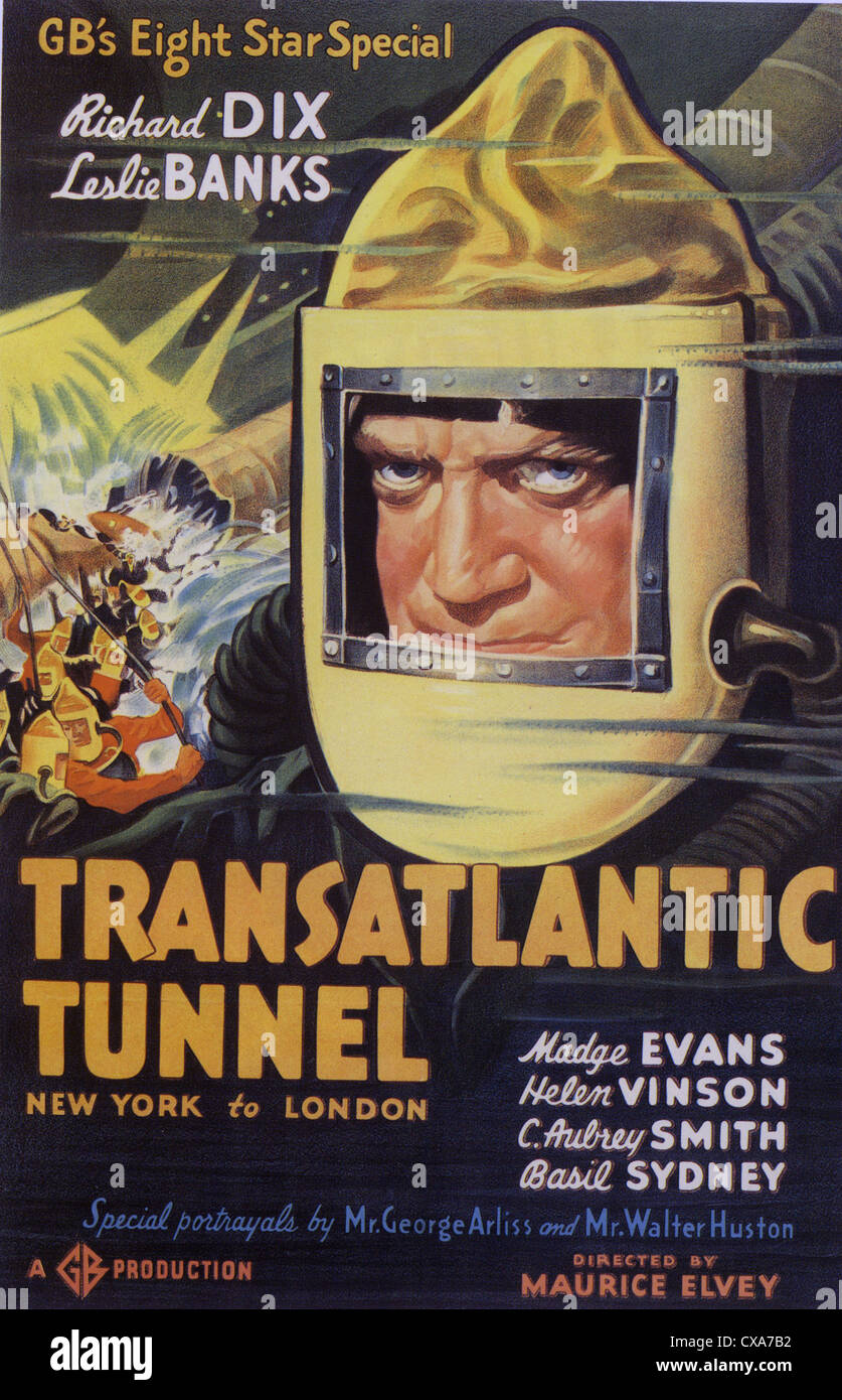TRANSATLANTIC TUNNEL Poster for 1935 Gaumont British film with Richard ...