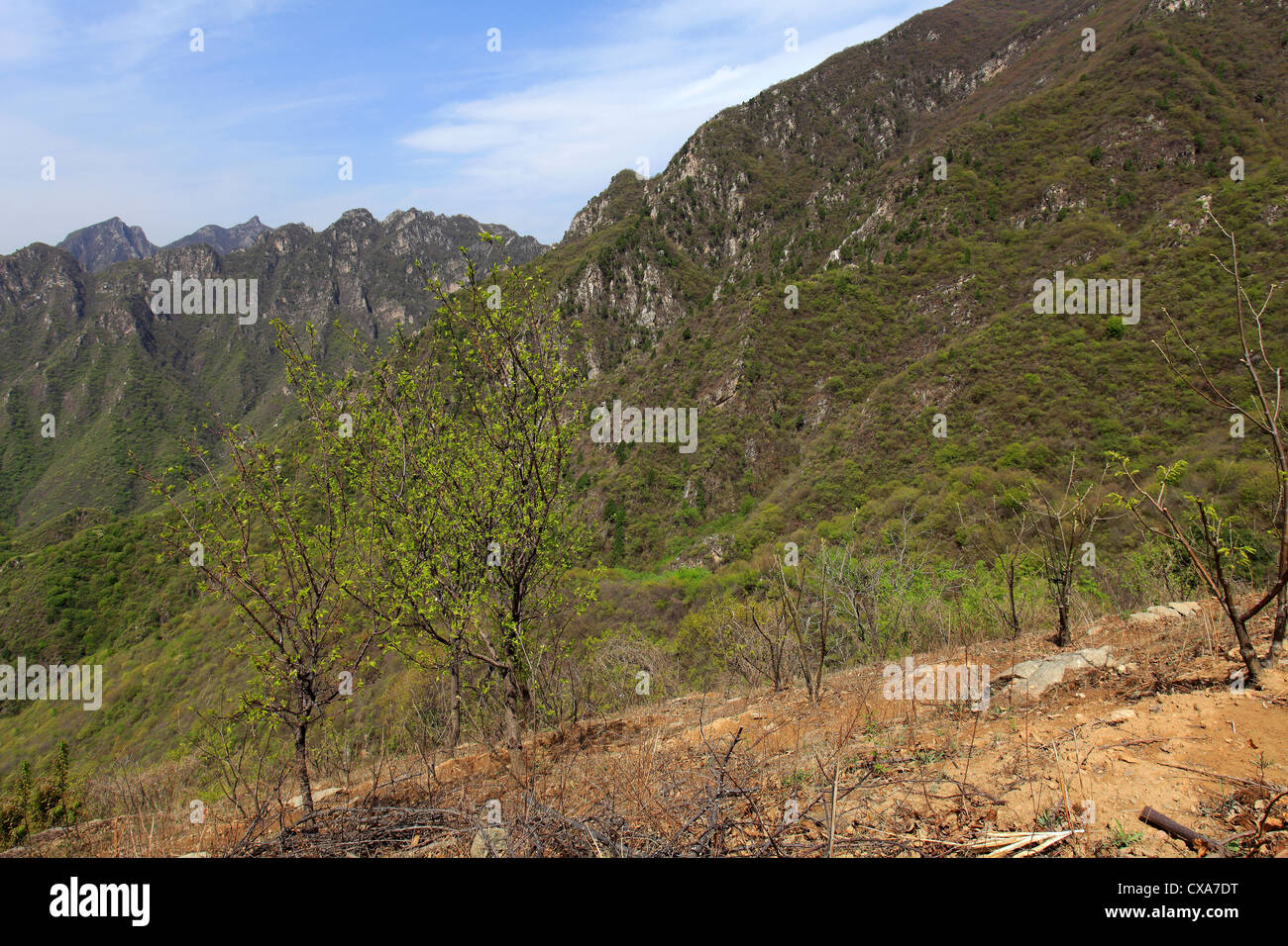 View of the Mutianyu valley Mountain range, near xinying village ...
