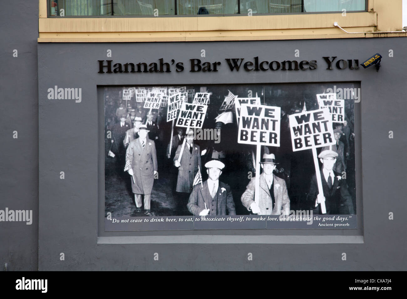 Photograph on outside wall of Hannah`s Bar in Liverpool UK Stock Photo ...