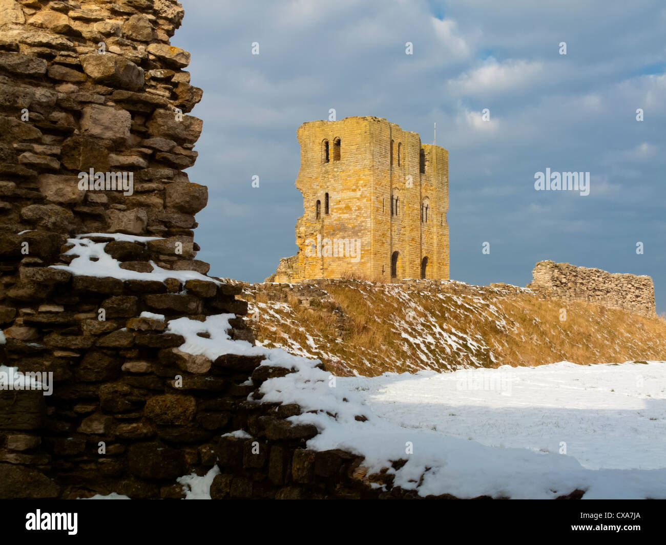 The 12th century keep of Scarborough Castle a medieval fortress in ...
