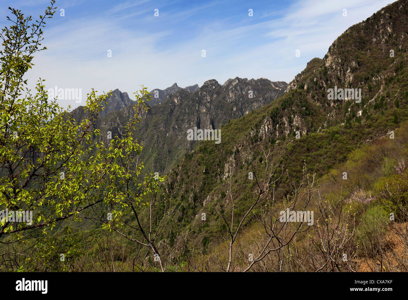 View of the Mutianyu valley Mountain range, near xinying village ...