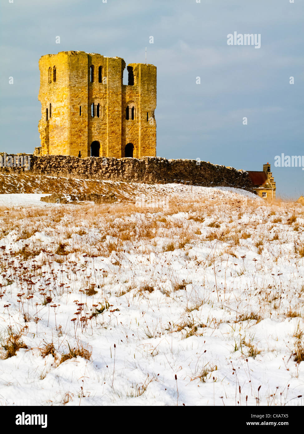 The 12th century keep of Scarborough Castle a medieval fortress in ...