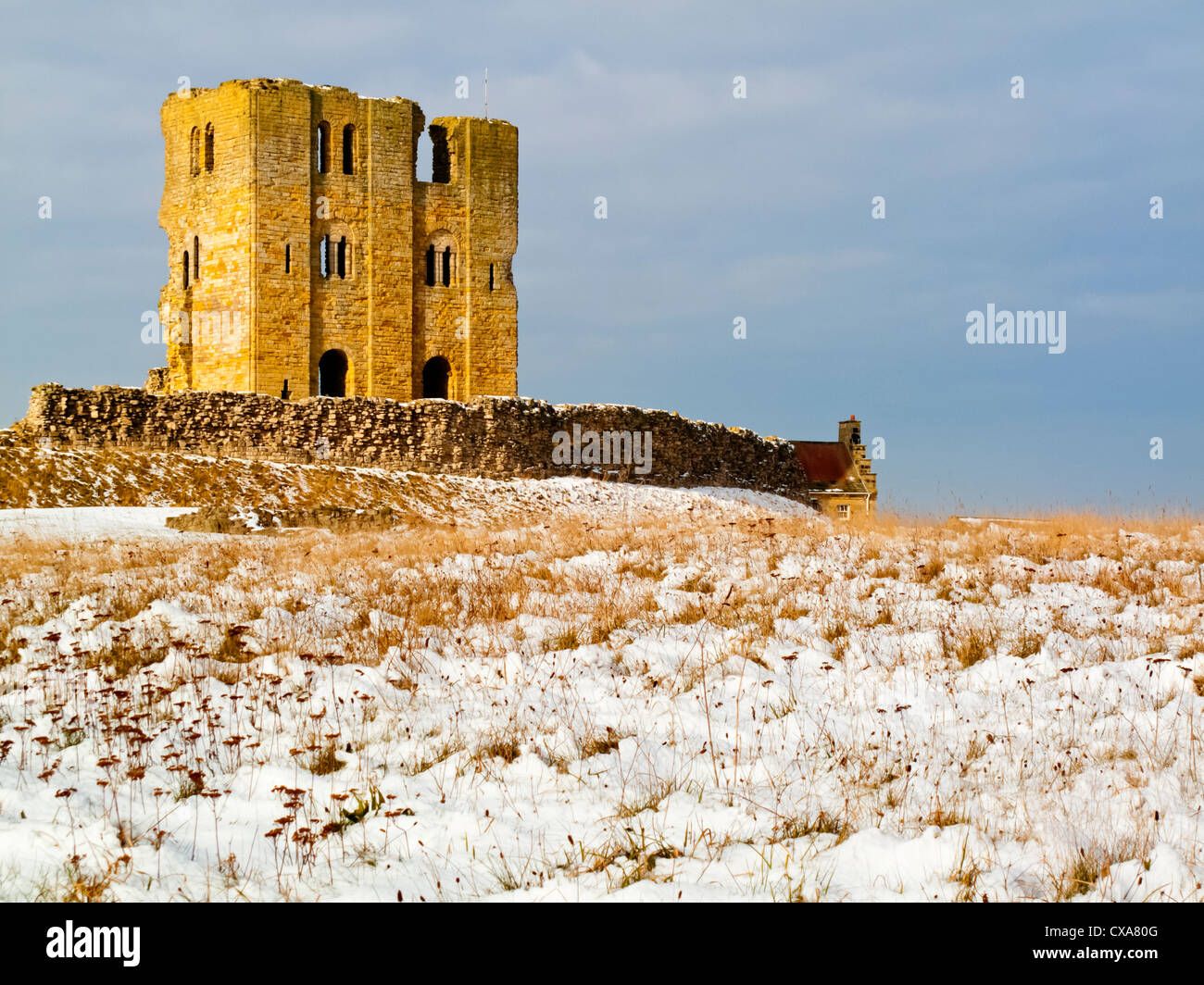 The 12th century keep of Scarborough Castle a medieval fortress in ...