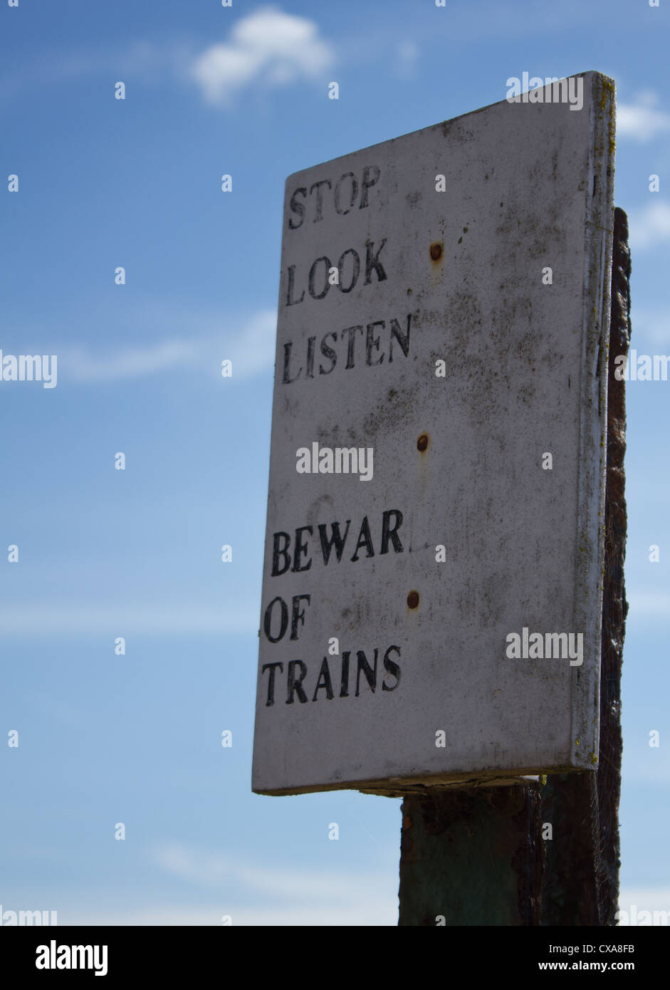 Trains railway safety signage hi-res stock photography and images - Alamy