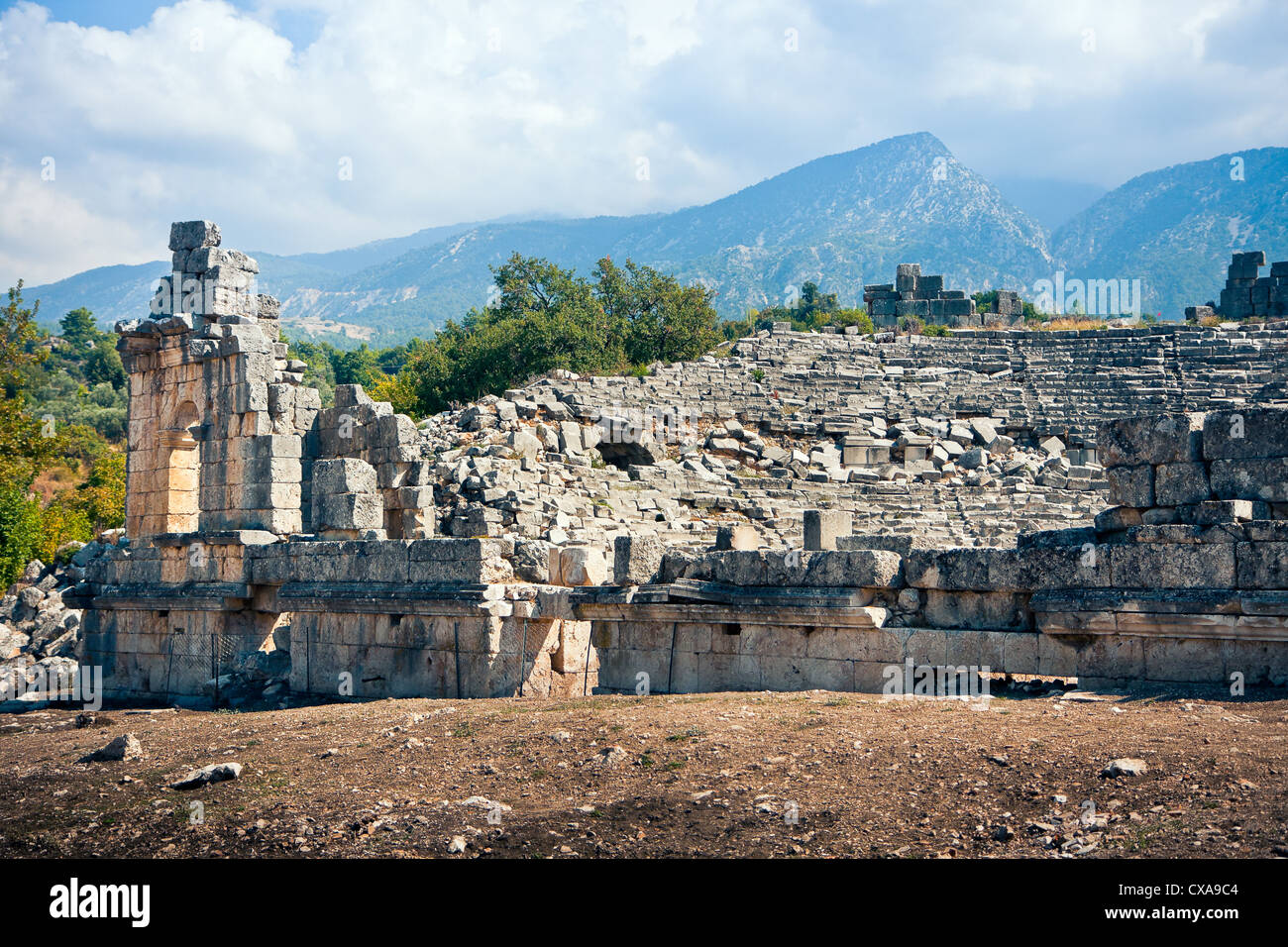Ancient amphitheatre ruins in Fethiye Stock Photo - Alamy