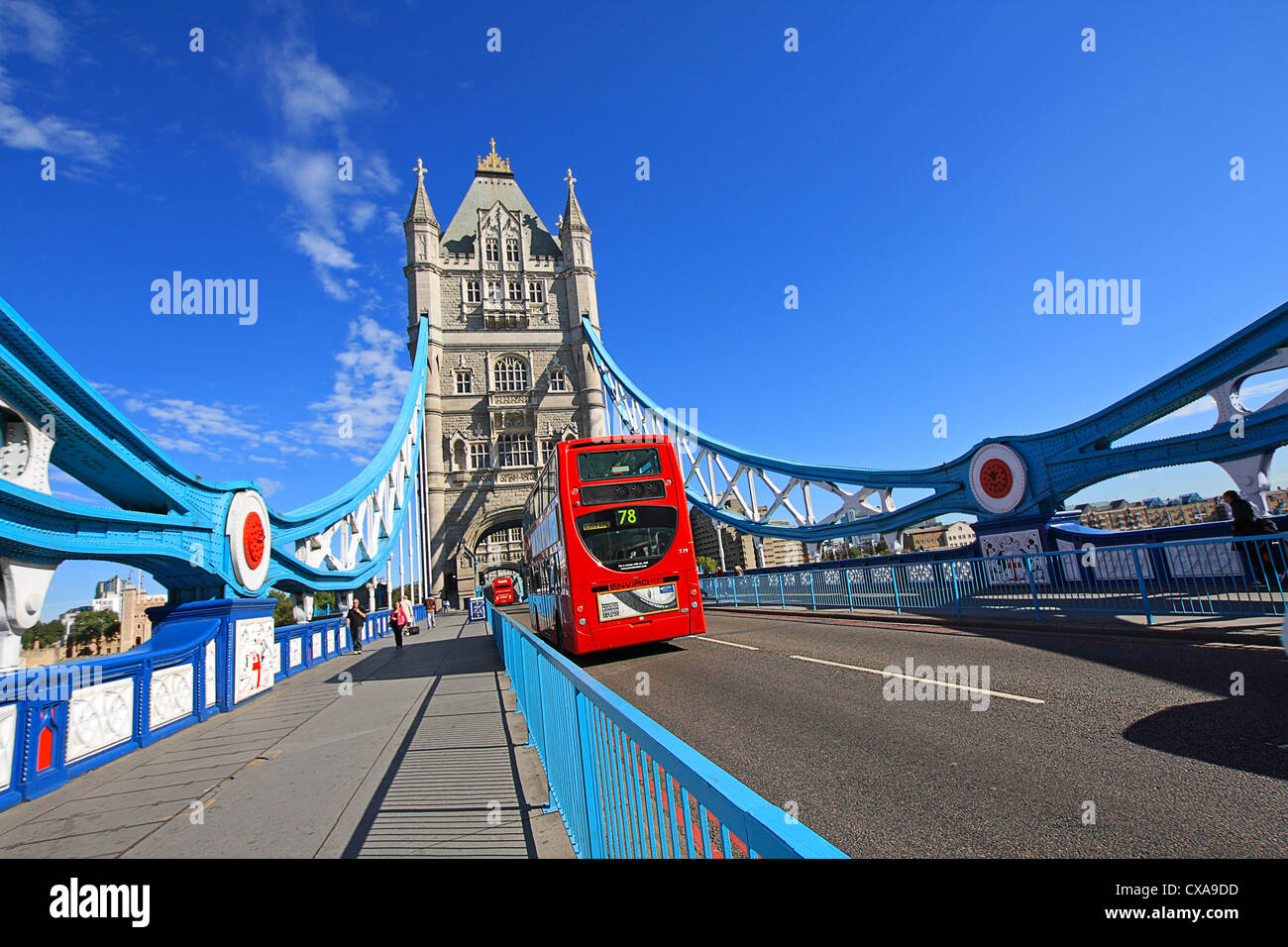 London Tower Bridge and a red decker Stock Photo - Alamy
