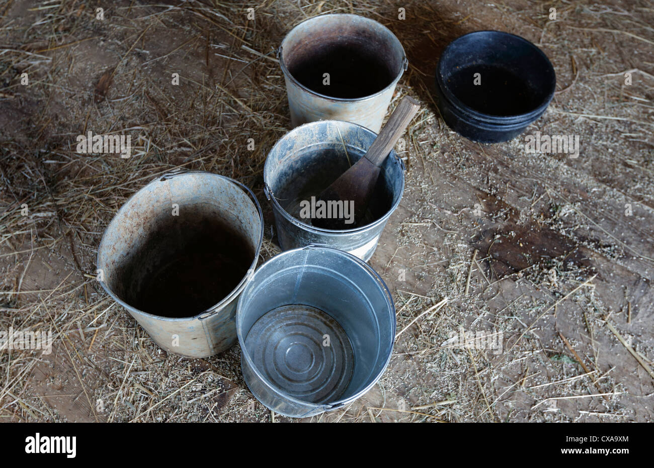 Buckets in a barn, Historical Acadian Village, a re-creation of a 1900s ...