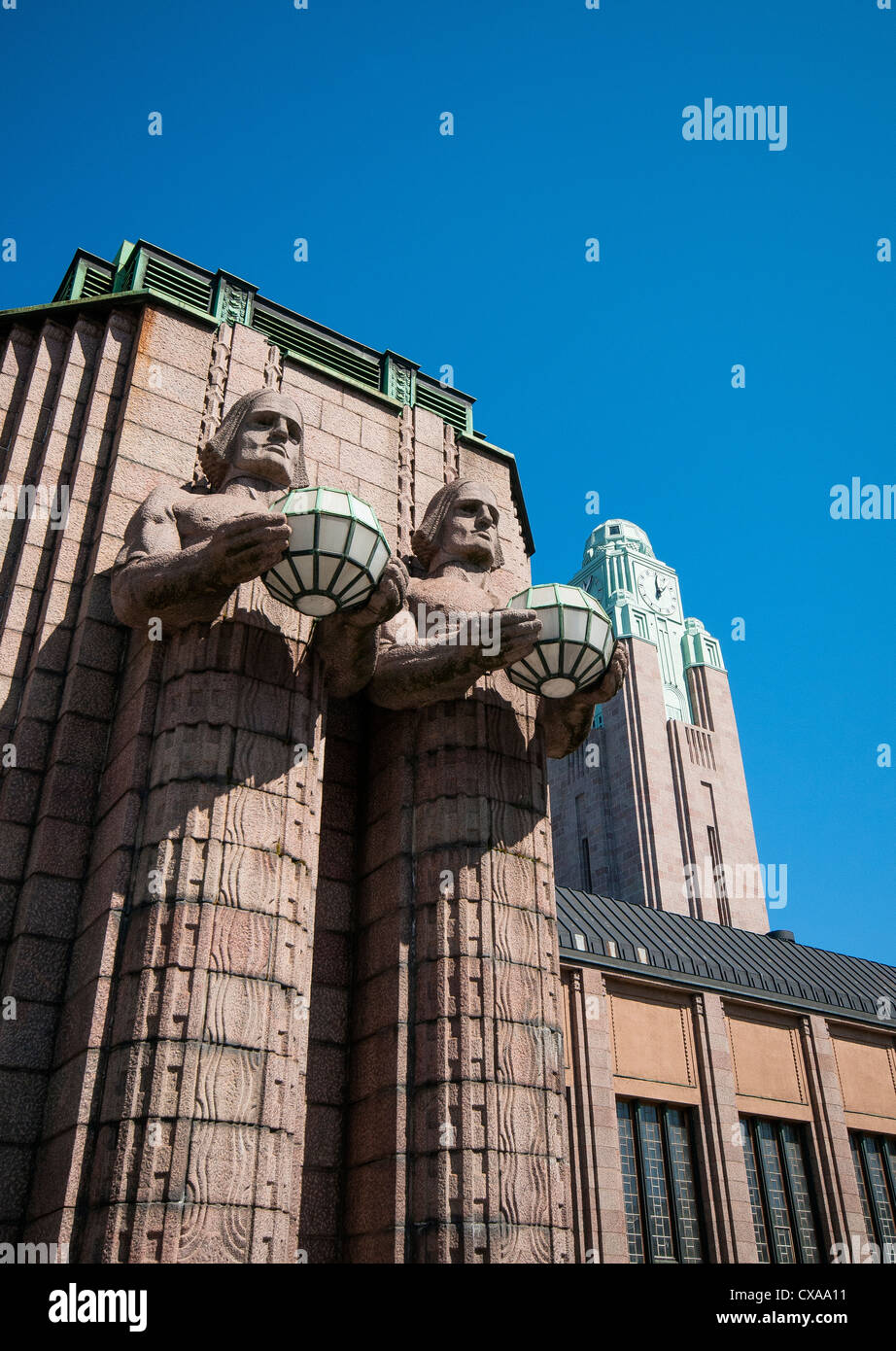 The Lantern Carriers at the main entrance to Helsinki Central Railway ...