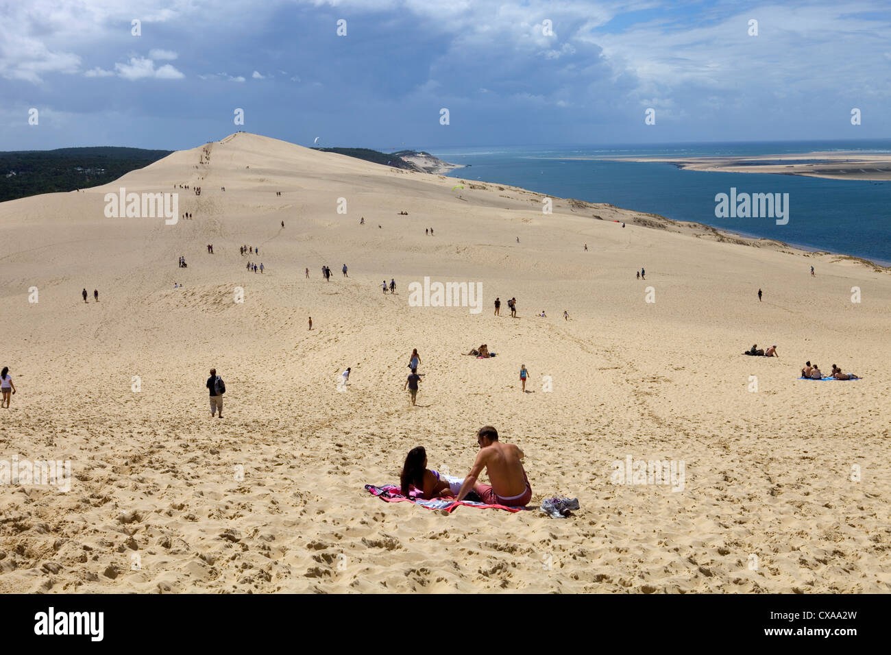 People visiting the Famous dune of Pyla, the highest sand dune in ...
