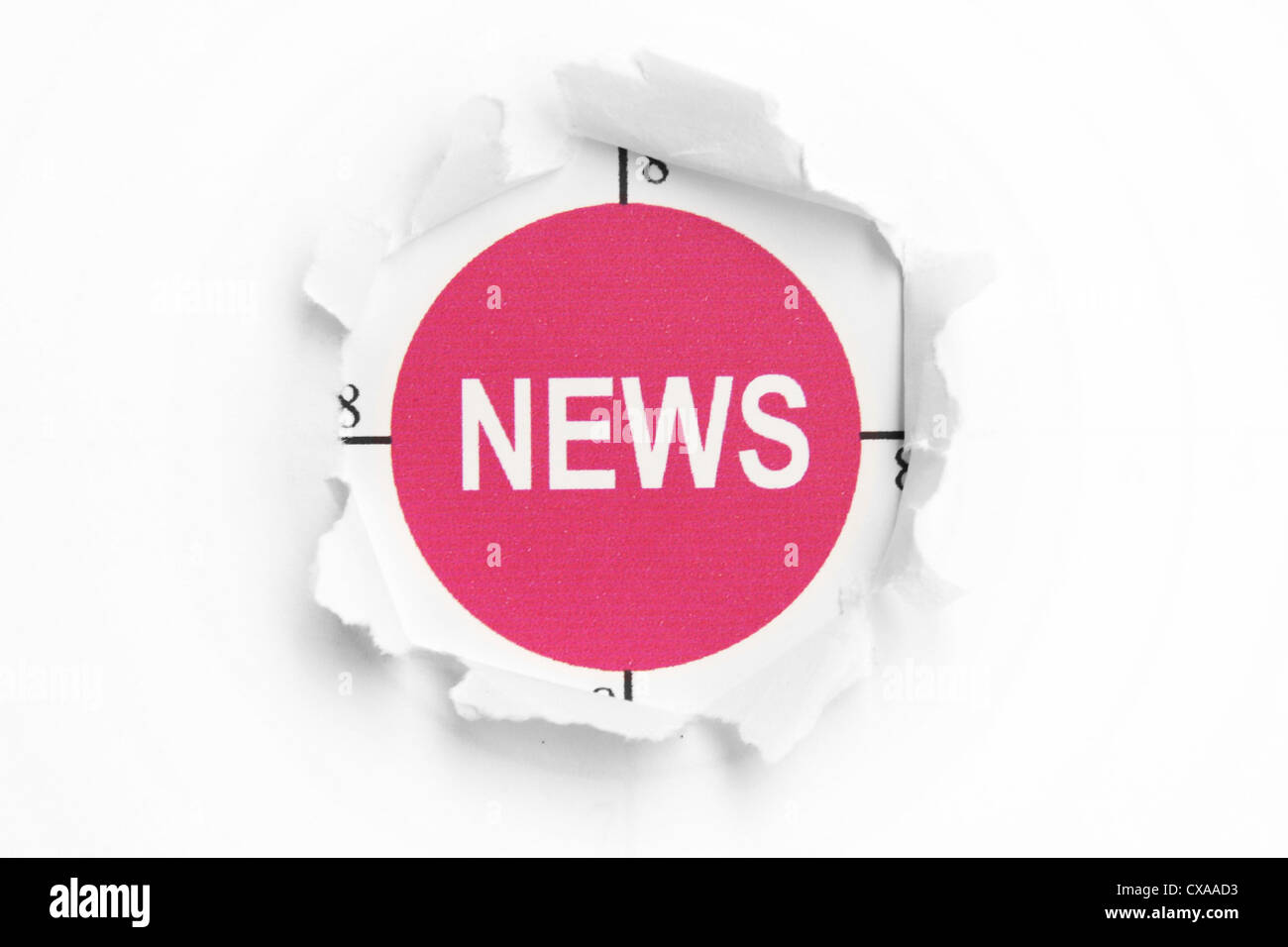 News text on paper hole Stock Photo - Alamy