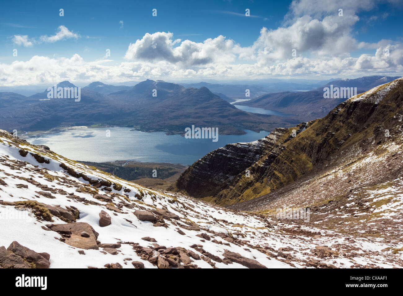 Summit of Sgurr na Bana Mhoraire, Loch Torridon and Loch Damh from ...