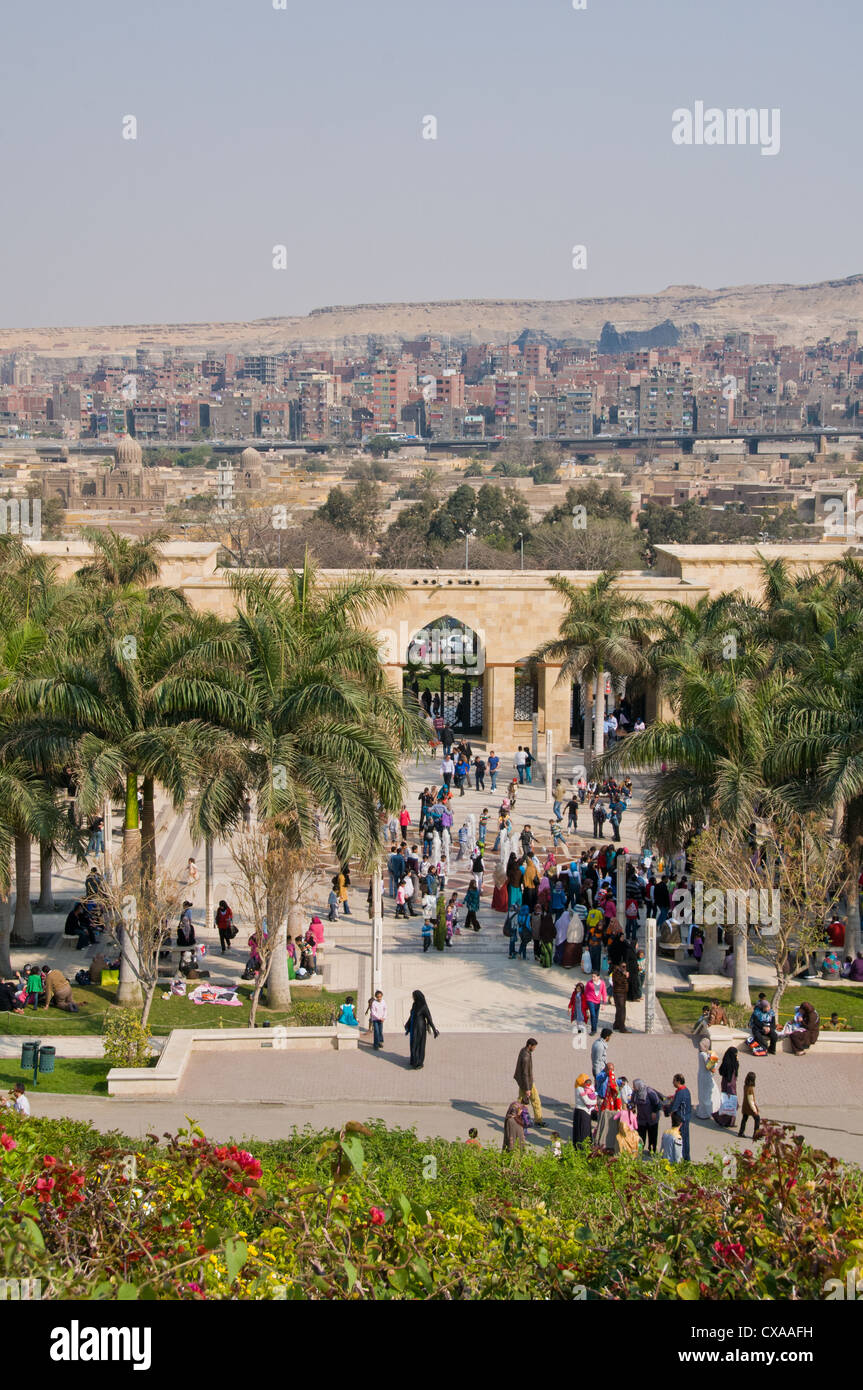 Al-Azhar Park Cairo Egypt with Mokkatam mountain in the back Stock ...