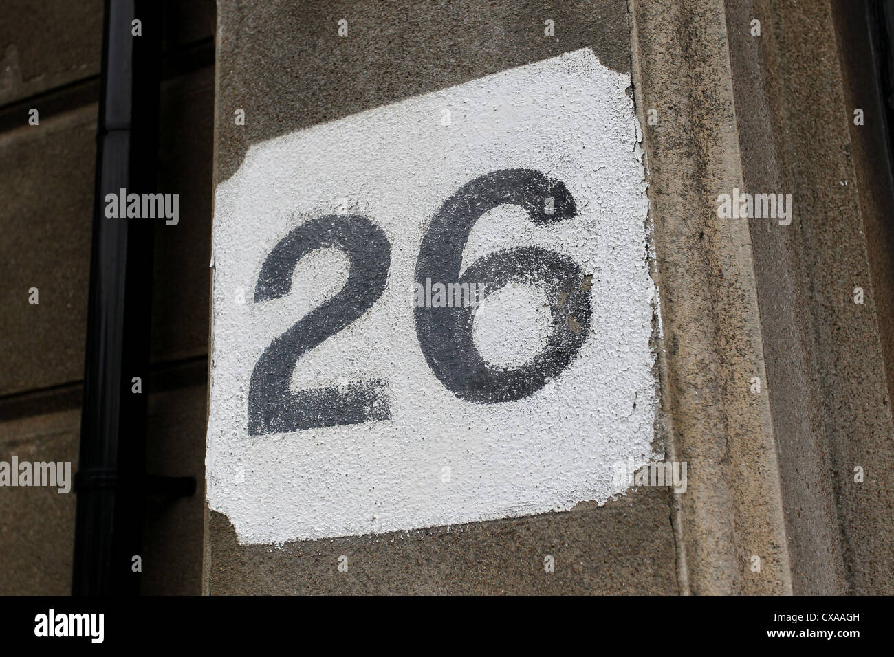 The number 26 painted onto a wall in Brighton, East Sussex, UK Stock ...