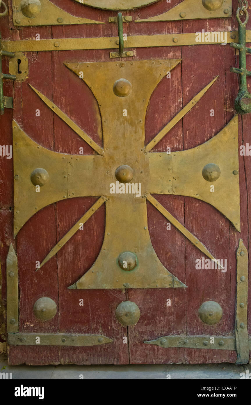 Coptic Cross on a door of a church in the Coptic complex in the Old ...