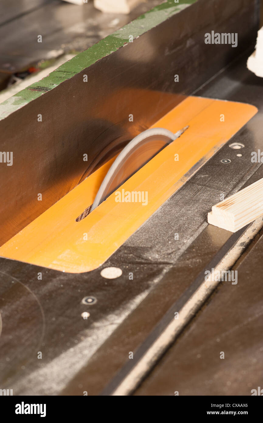 Rotating circular saw blade in a carpenter workshop Stock Photo - Alamy