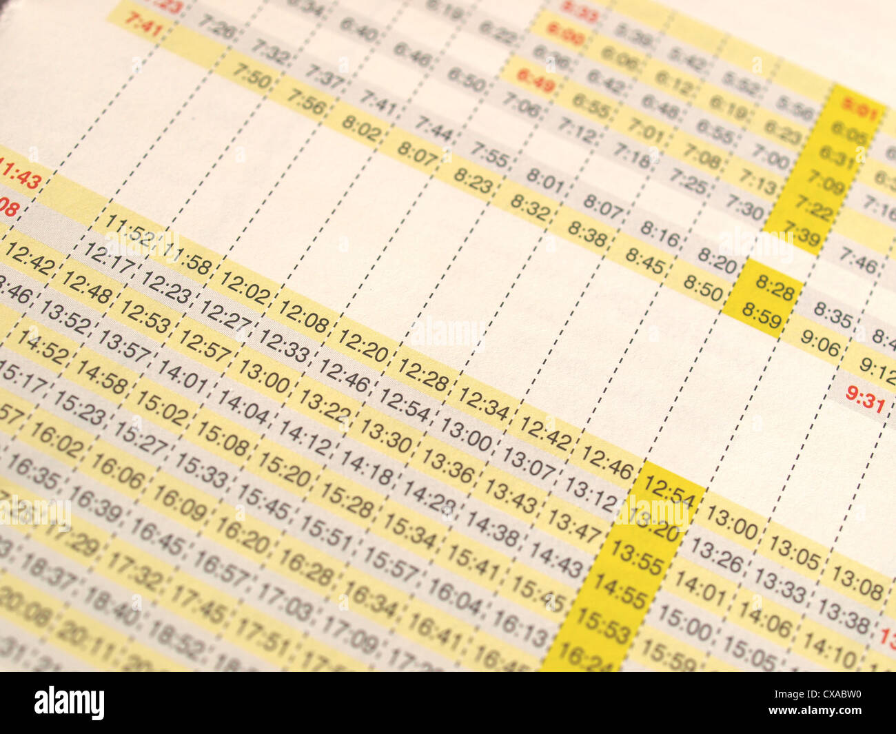 Timetable of arrivals and departures of trains Stock Photo - Alamy