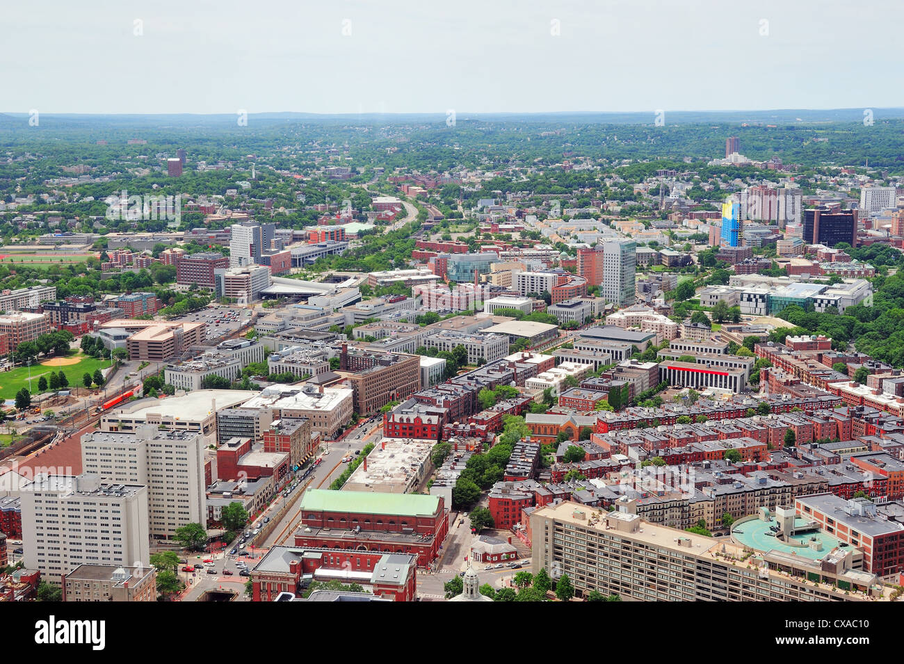 Boston city aerial view with urban buildings and highway Stock Photo ...