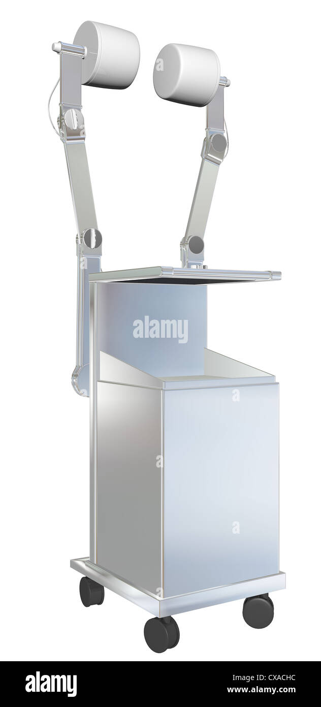 Mobile medical equipment, metal, 3D illustration, isolated against a ...