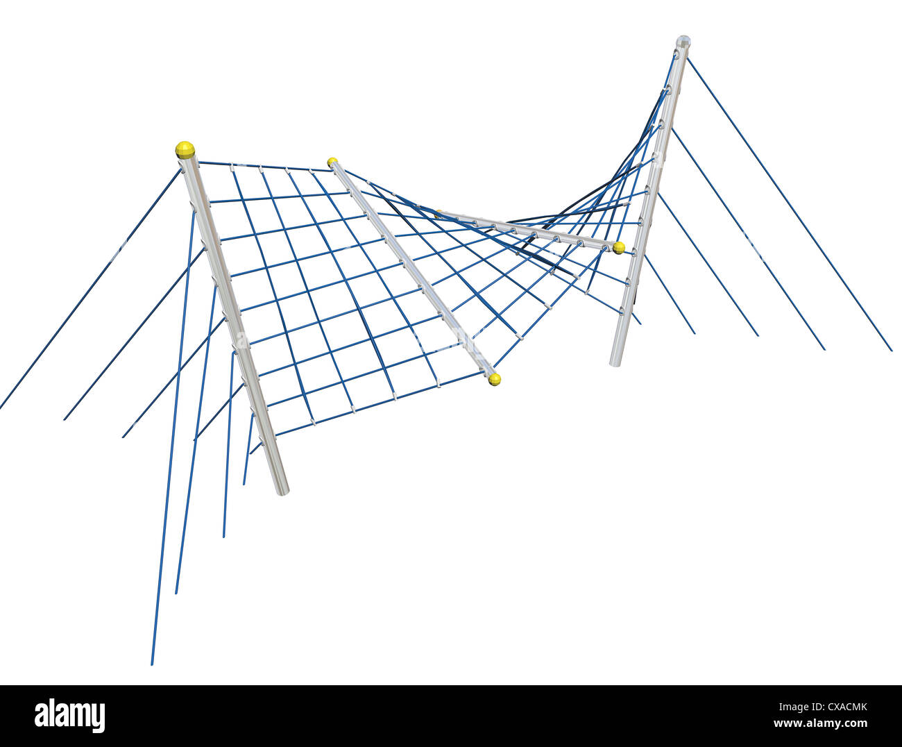 Play and climbing and crawling net, blue, 3D illustration, isolated ...