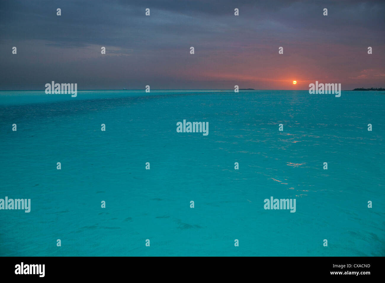 Sunset at Hawksbill Cay in the Bahamas Stock Photo - Alamy
