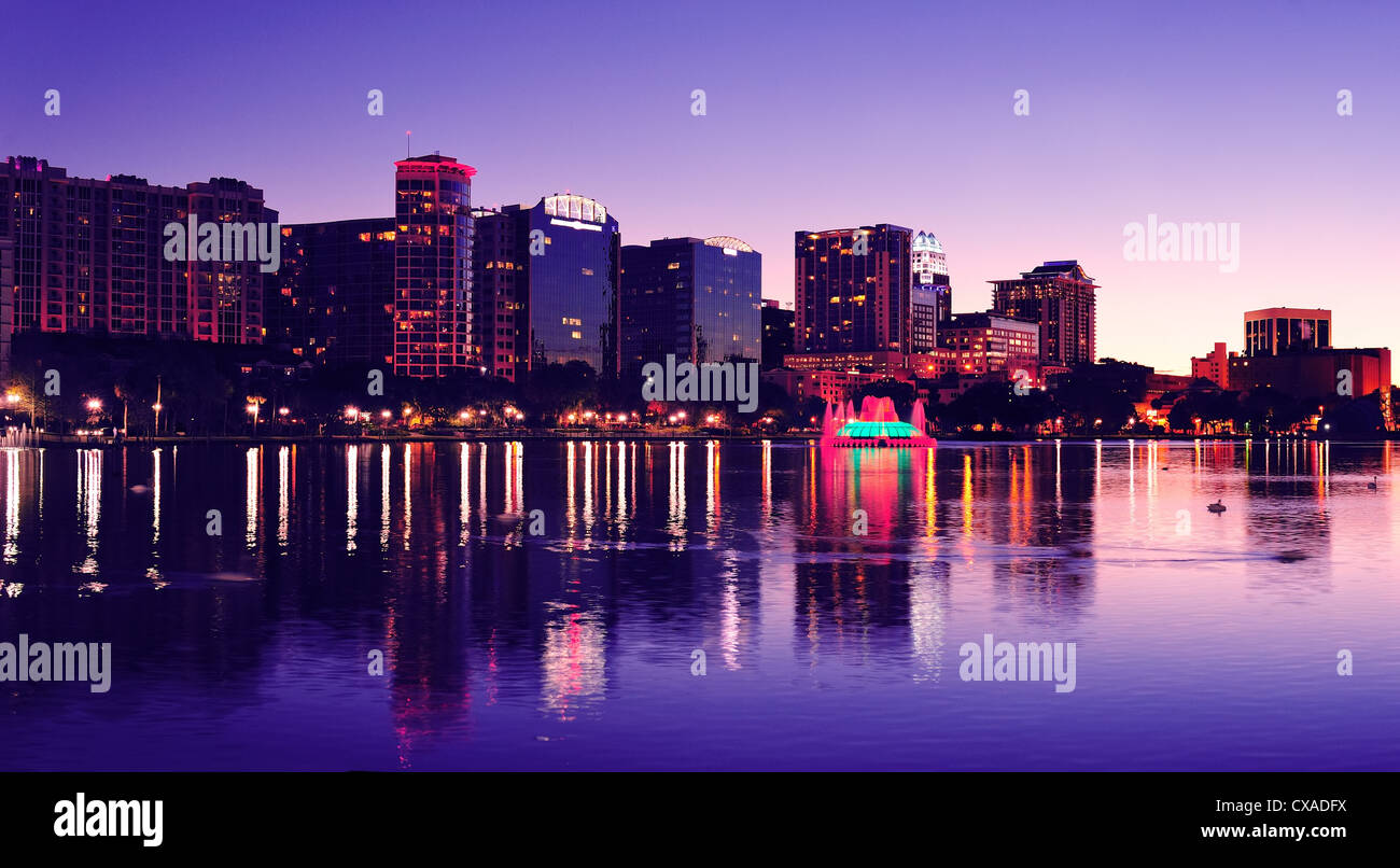 Orlando downtown skyline panorama silhouette hi-res stock photography ...