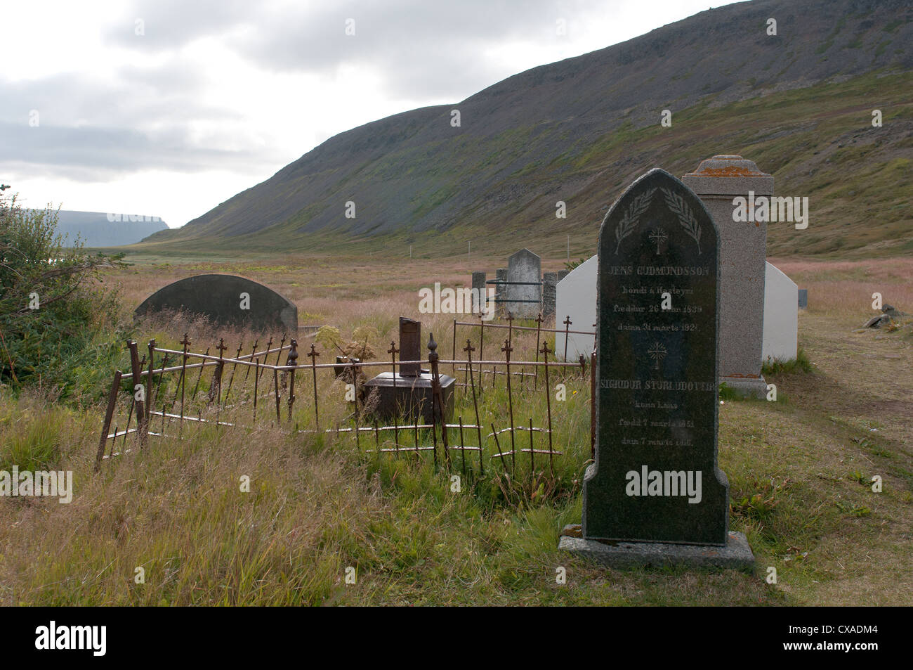 A photograph of the Old houses in the abandoned village of Hesteyri in ...