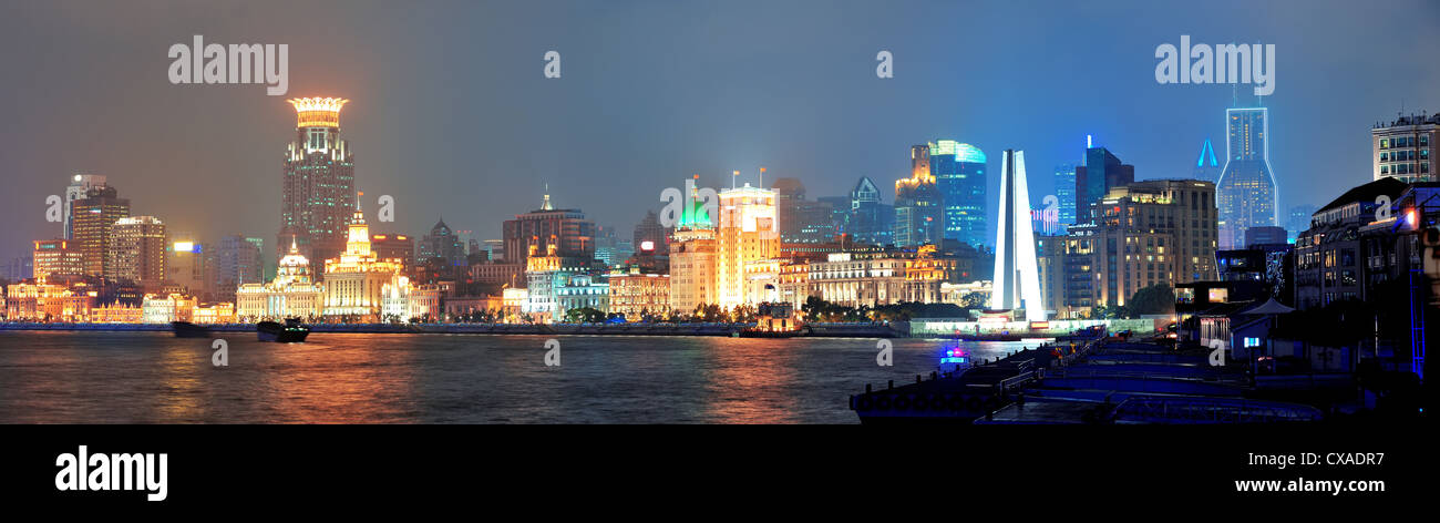 Shanghai urban architecture over river at dusk Stock Photo - Alamy