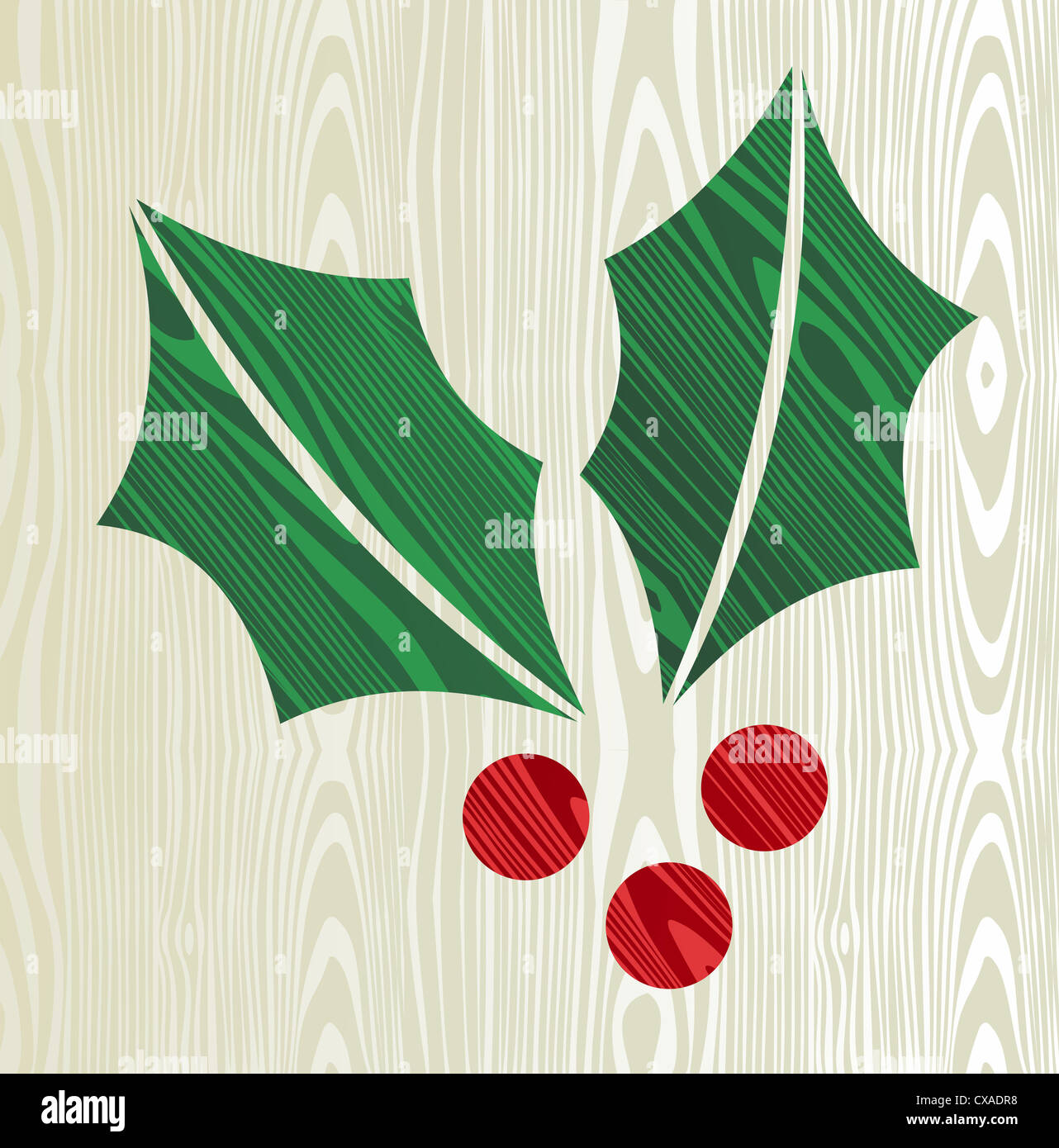 Christmas wooden mistletoe shape greeting card. Vector illustration ...