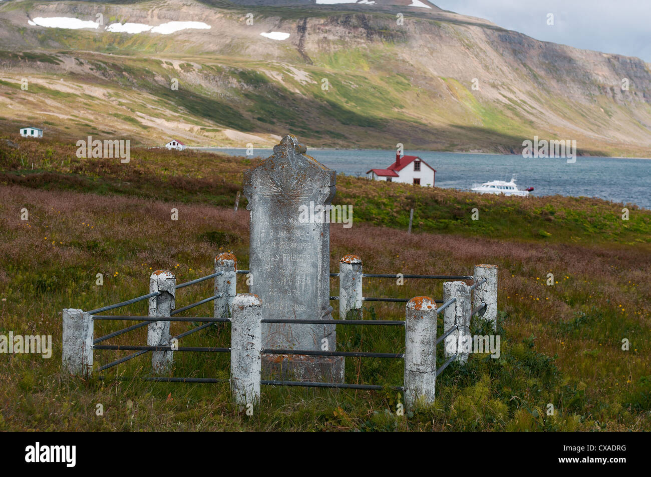 A photograph of the Old houses in the abandoned village of Hesteyri in ...