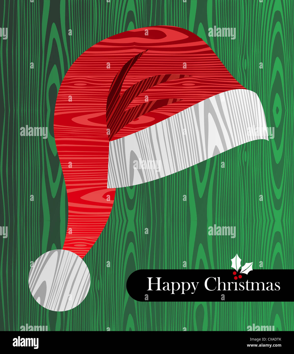 Christmas wooden textured hat shape greeting card. Vector file layered ...