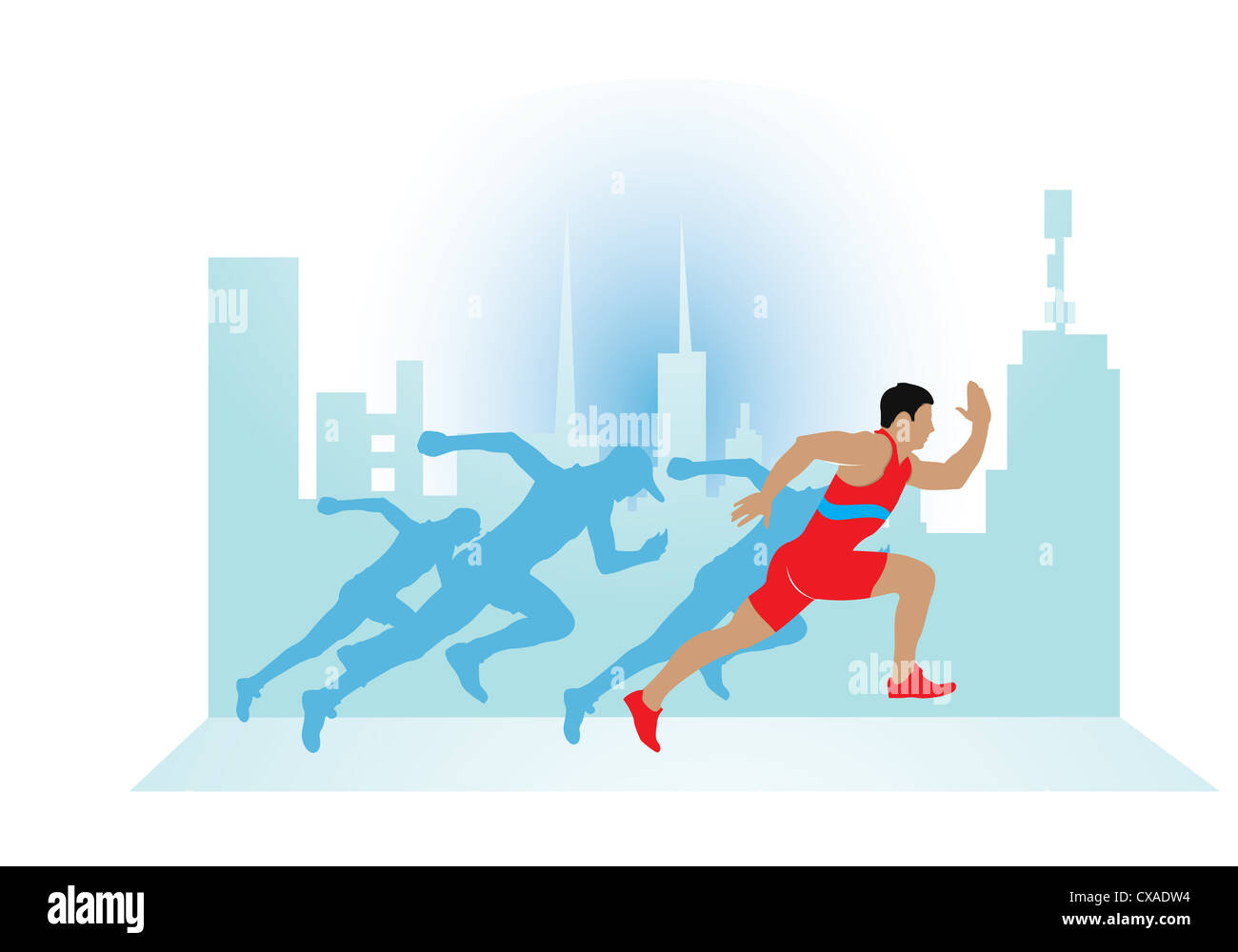 Running, runner in red outfit, vector illustration Stock Photo - Alamy