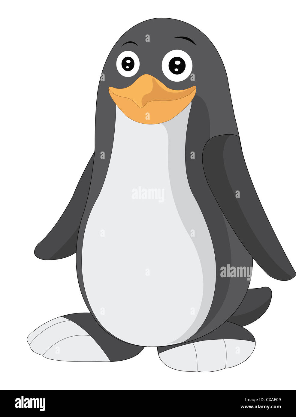Cute penguin, black and white, orange beak, vector illustration Stock ...