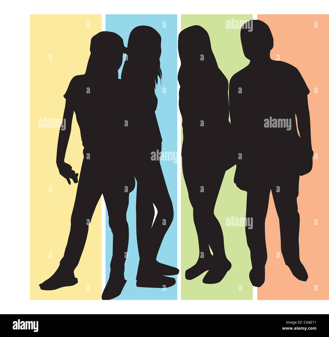 People, group of 4 men and women striking a pose, vector illustration ...