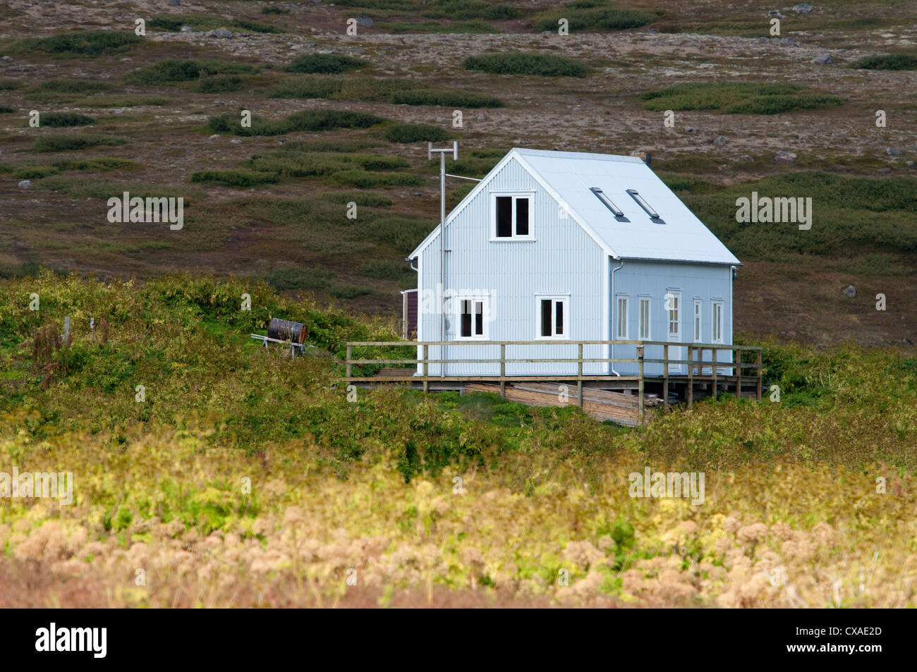 A photograph of the Old houses in the abandoned village of Hesteyri in ...