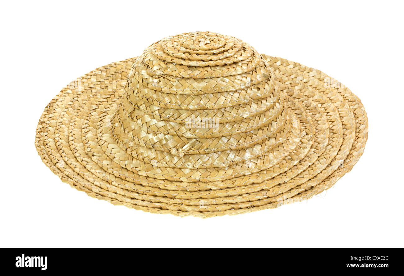 An old straw hat isolated on a white background Stock Photo - Alamy