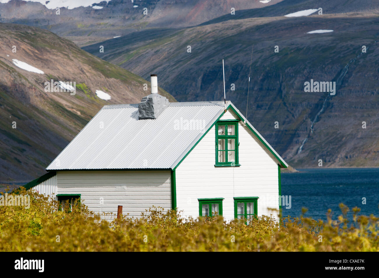 A photograph of the Old houses in the abandoned village of Hesteyri in ...