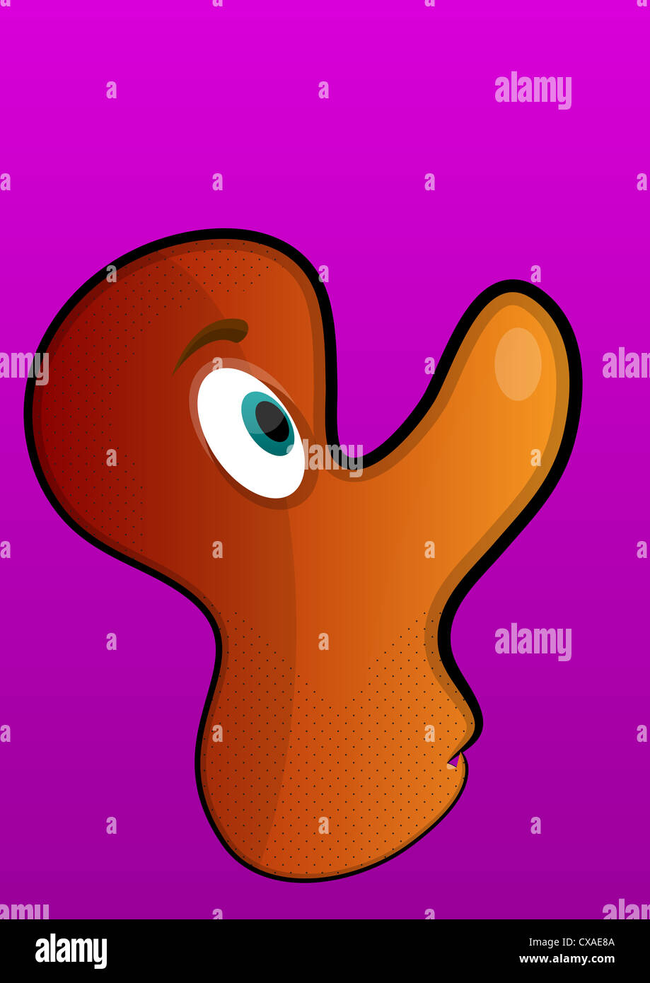 Shapeless Creature, with Eye Nose, Red, Monster, Side View, Looking Up ...