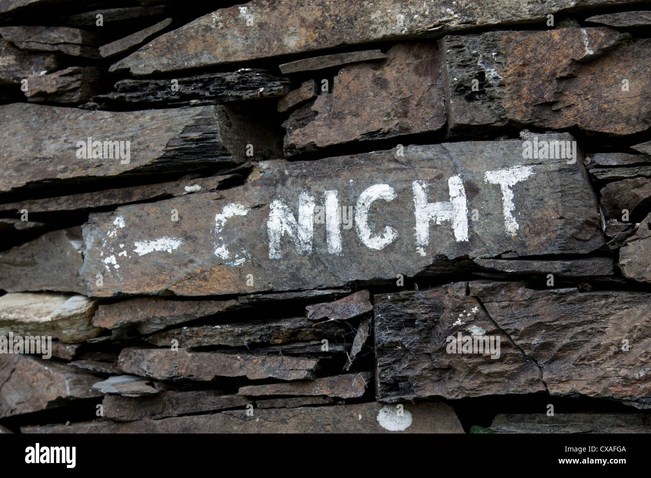 A hand-painted direction sign indicating the path from Croesor in the ...