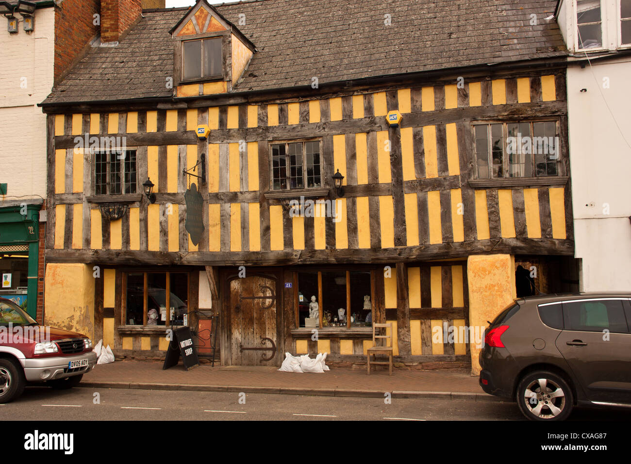 Historic Tudor style timber framed house dwelling probably built in mid ...