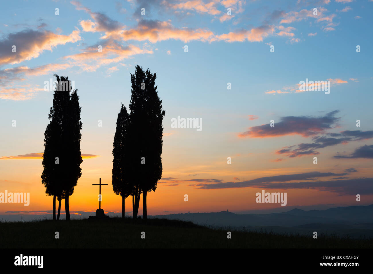 Cypress trees in silhouette hi-res stock photography and images - Alamy
