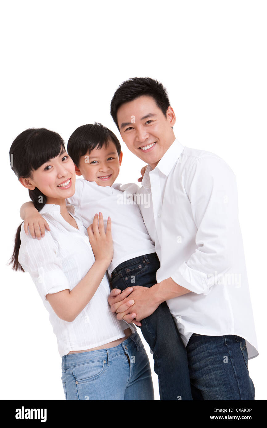 Portrait of a happy family with one child Stock Photo - Alamy