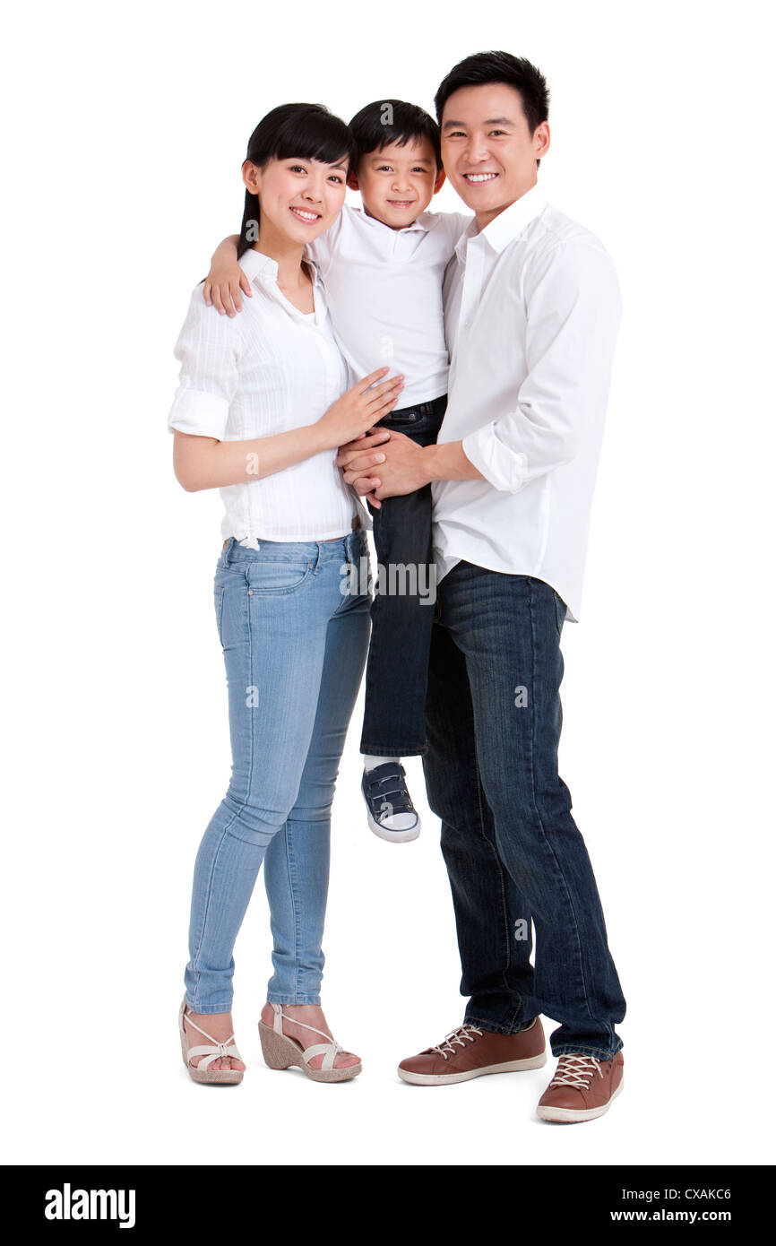 Portrait of a happy family with one child Stock Photo - Alamy